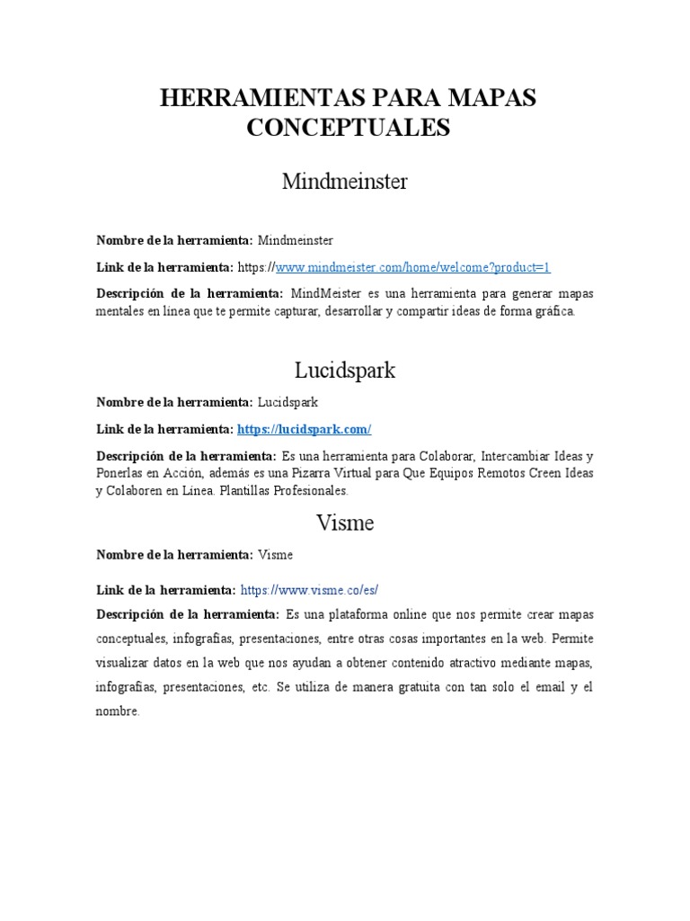 Herramientas para Mapas Conceptuales | PDF Herramientas para Mapas Conceptuales | PDF