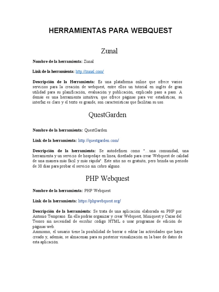 Herramientas para Webquest | PDF | Php | Software de la aplicacion