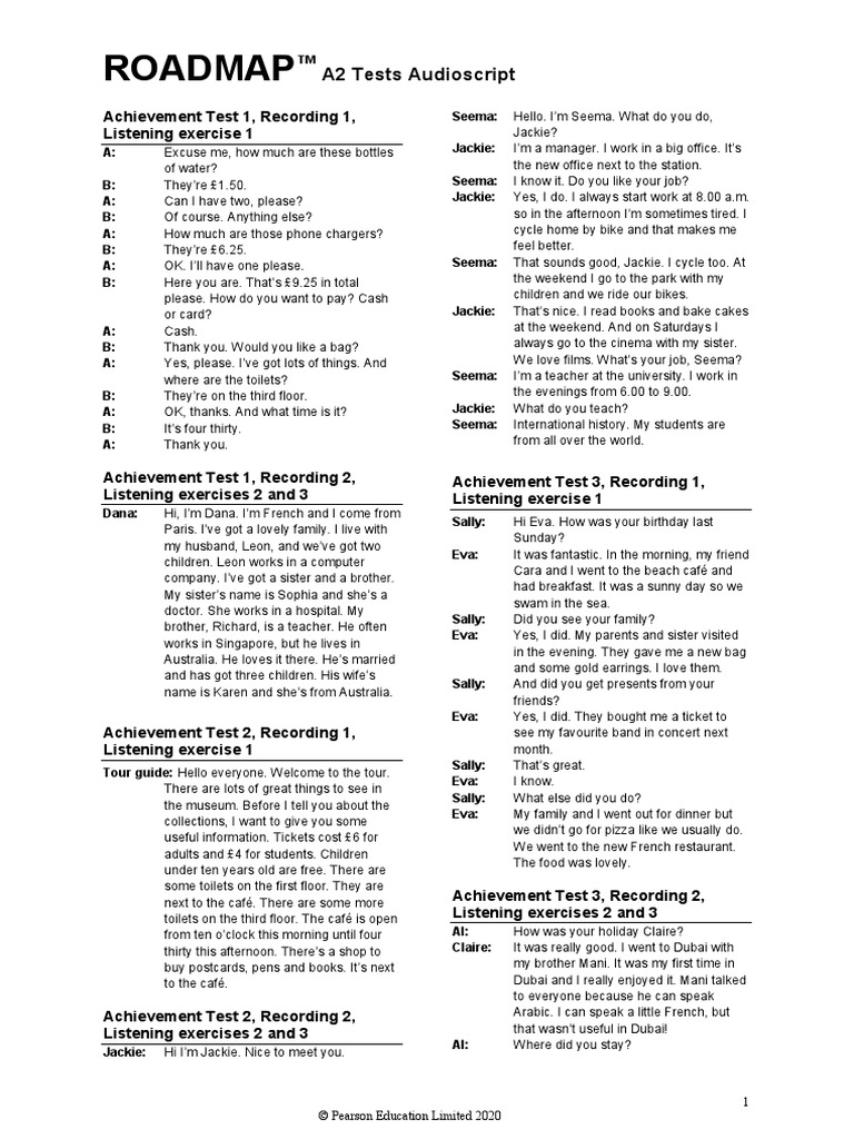 Tests Audio Scripts PDF | PDF