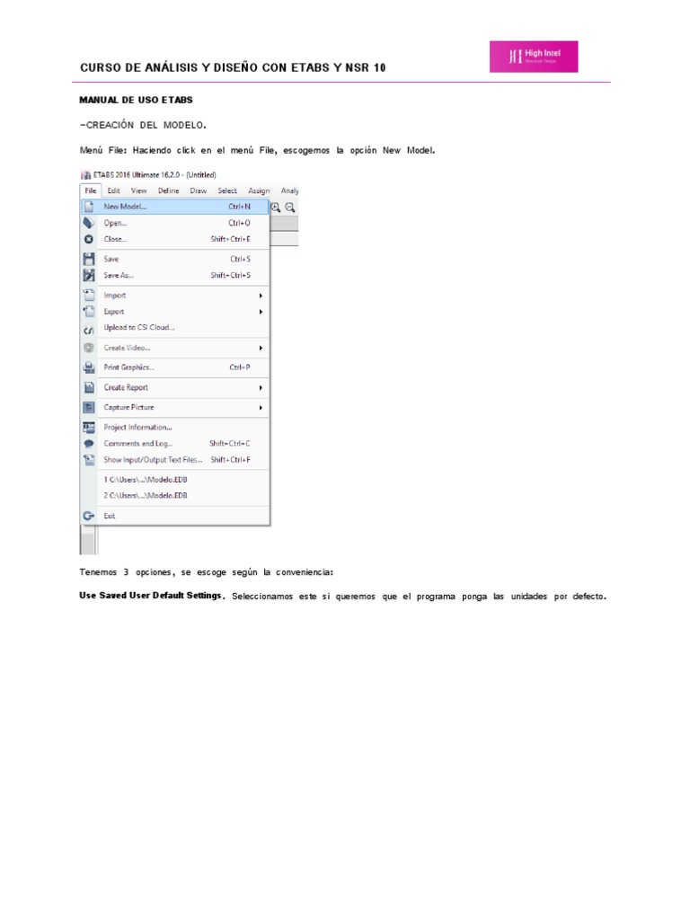 Manual de Uso Etabs Modulo I | PDF | Diseño | Acero