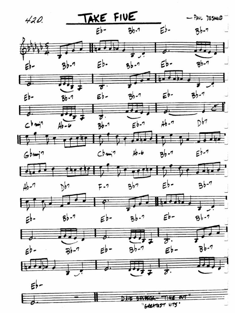 Dave Brubeck Take Five Lead Sheet | PDF