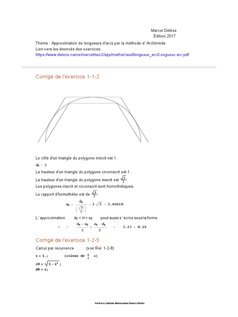 Approximation d'Arcs par Archimède | PDF | Fonction trigonométrique ...