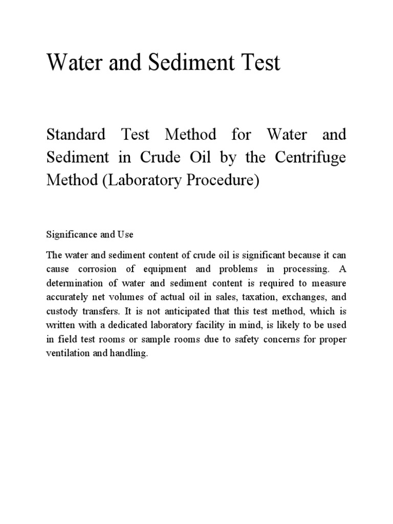 Water and Sediment Test | PDF