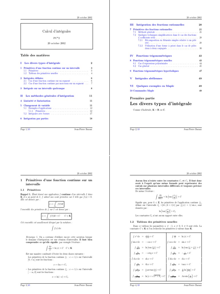 Cours Et Exercice Sur Les Integrales | PDF