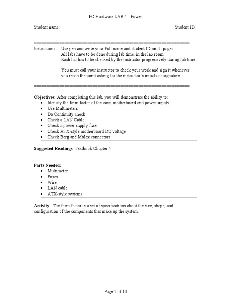 LAB 4 - Power | Download Free PDF | Power Supply | Equipment LAB 4 - Power | Download Free PDF | Power Supply | Equipment