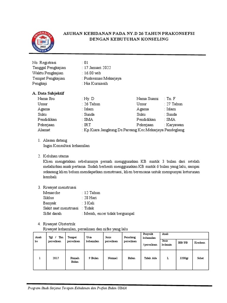 Prakonsepsi Nia Kurniasih | PDF | Kesehatan Holistik