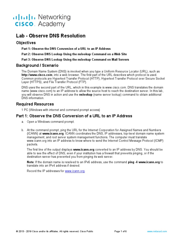 15.4.8 Lab - Observe DNS Resolution | PDF