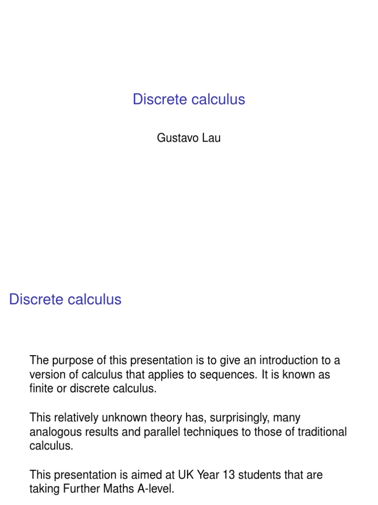 Discrete Calculus | Download Free PDF | Recurrence Relation | Discrete Mathematics