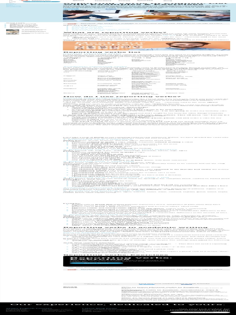 Reporting Verbs in English List with Examples & Exercises | PDF ...