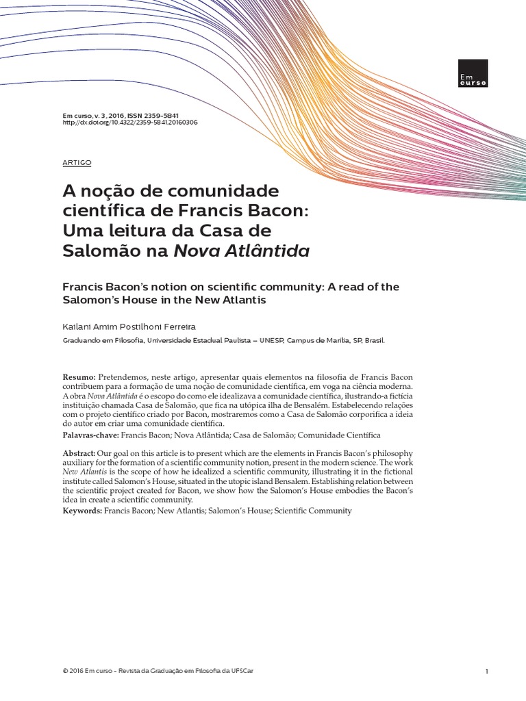 69-Texto Do Artigo-323-1-10-20161221 | PDF | Science | Francis Bacon
