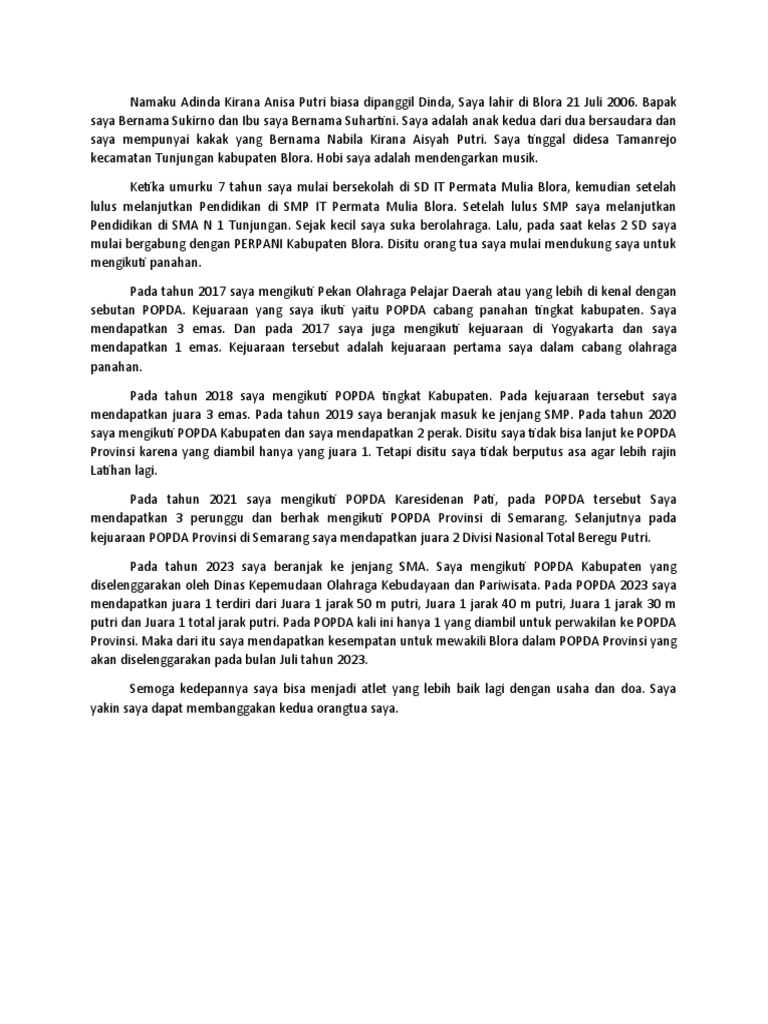 teks autobiografi adinda kirana | PDF