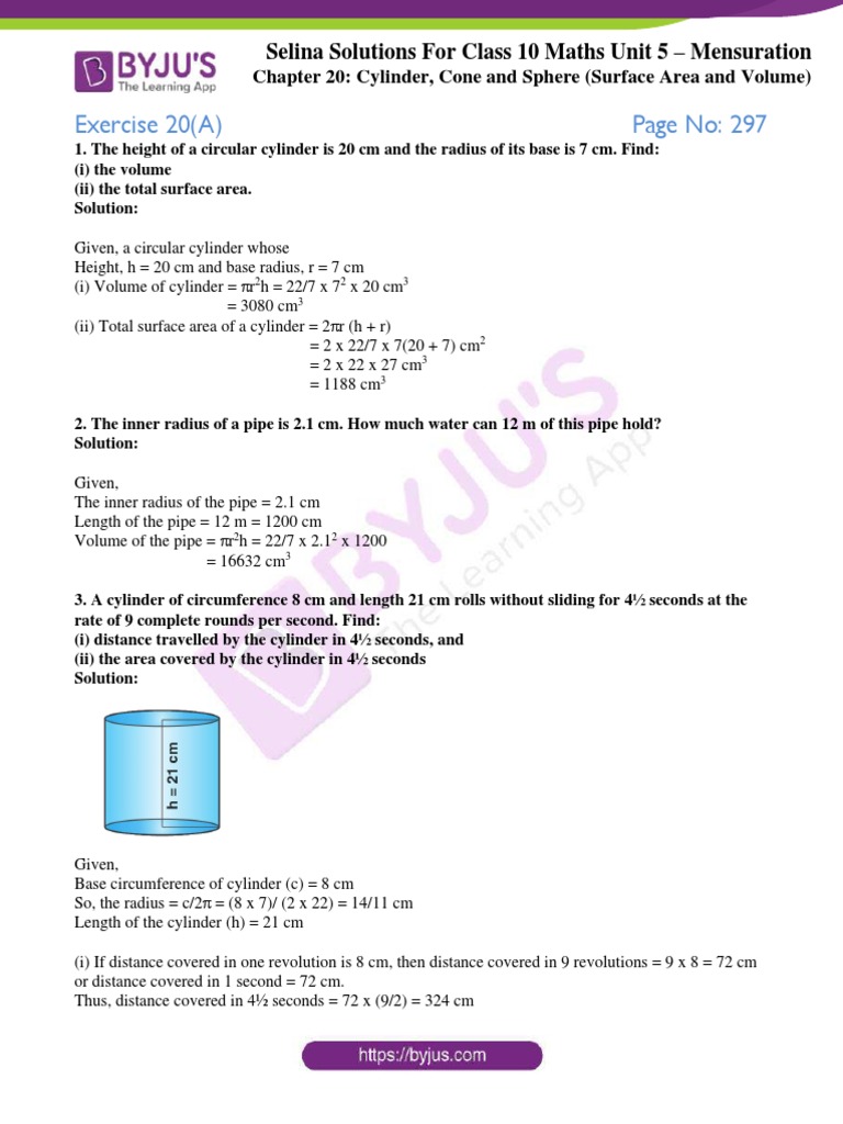 Seliss 10 Chapter 20 | PDF | Sphere | Area