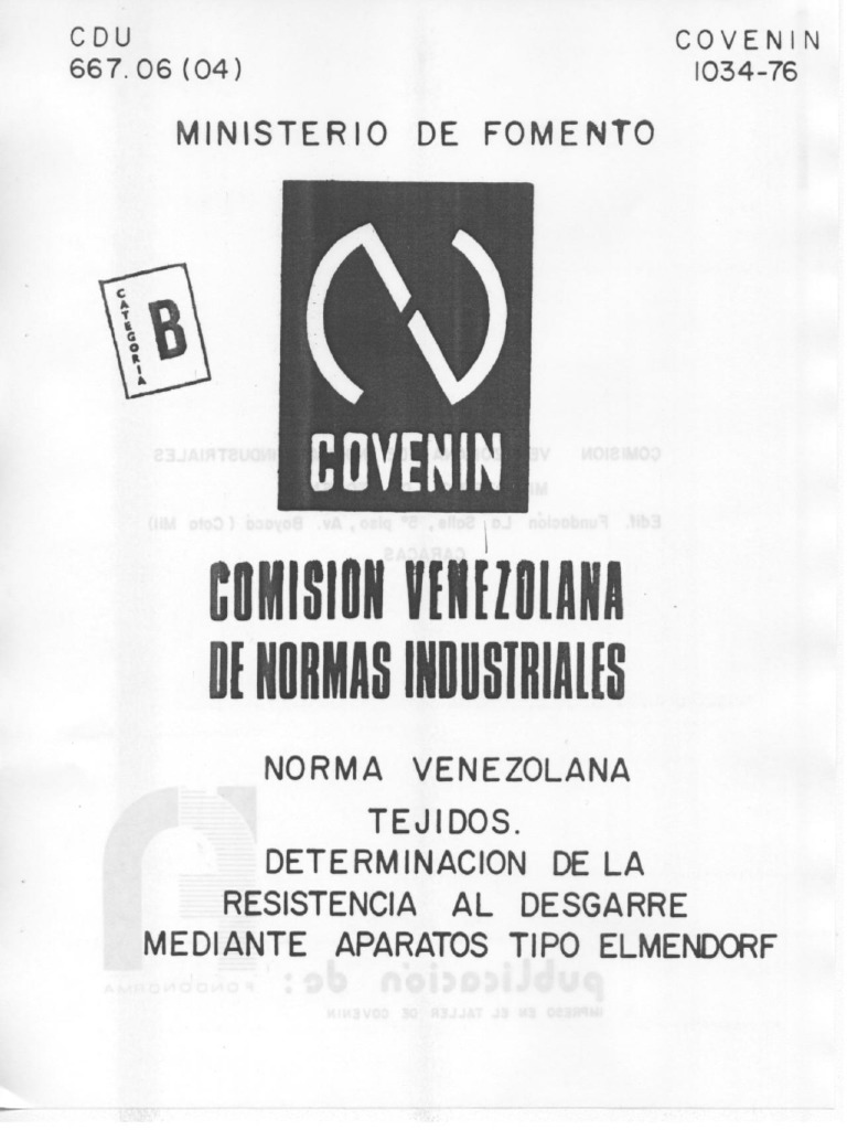COVENIN Resistencia Al Desgarre 1034-76 | PDF