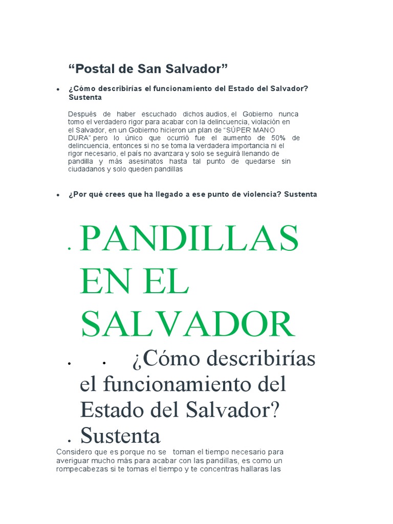 Postal de San Salvador | PDF