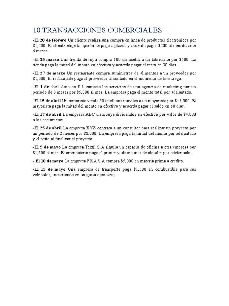 10 Transacciones Comerciales | PDF