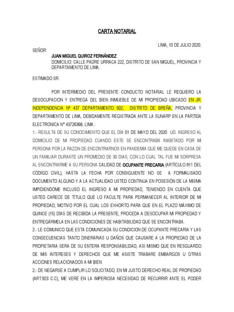 Carta Notarial | PDF