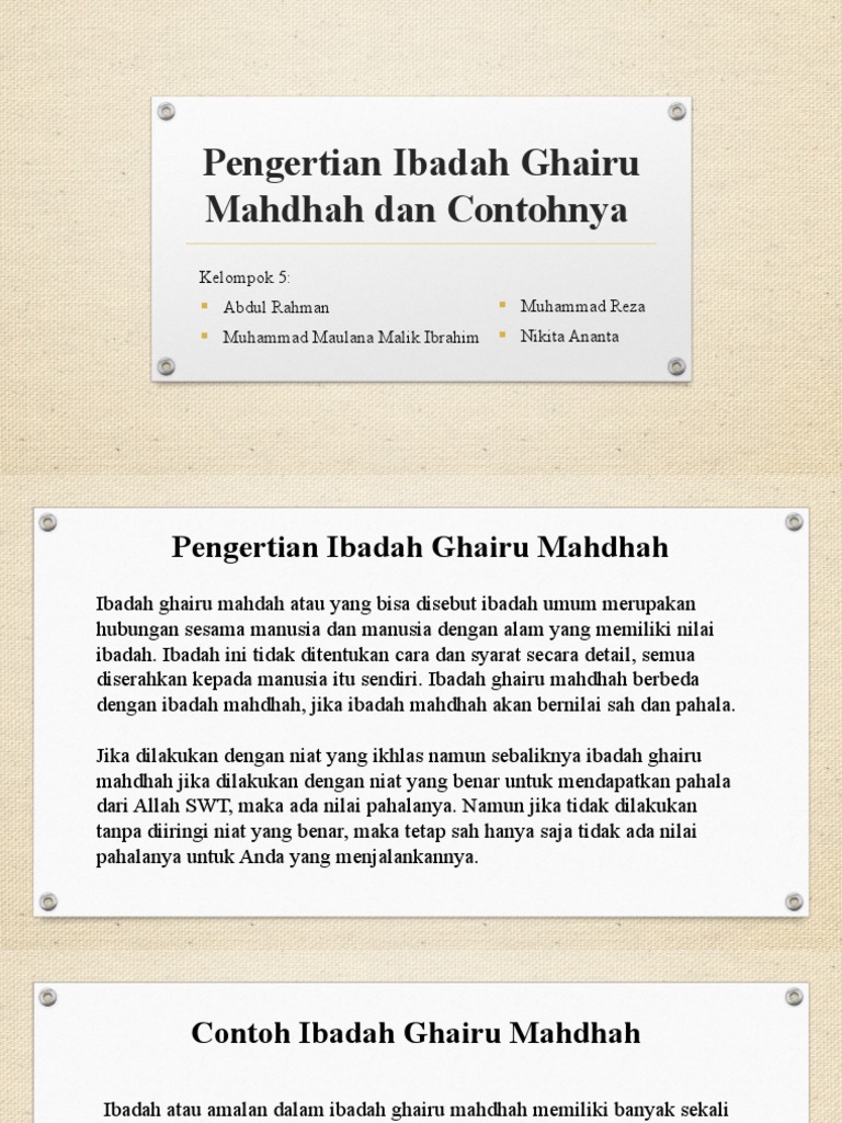 Pengertian Ibadah Ghairu Mahdhah Dan Contohnya | PDF