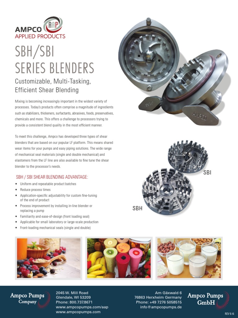 SBH SBI Brochure - Web | PDF | Pump | Blender