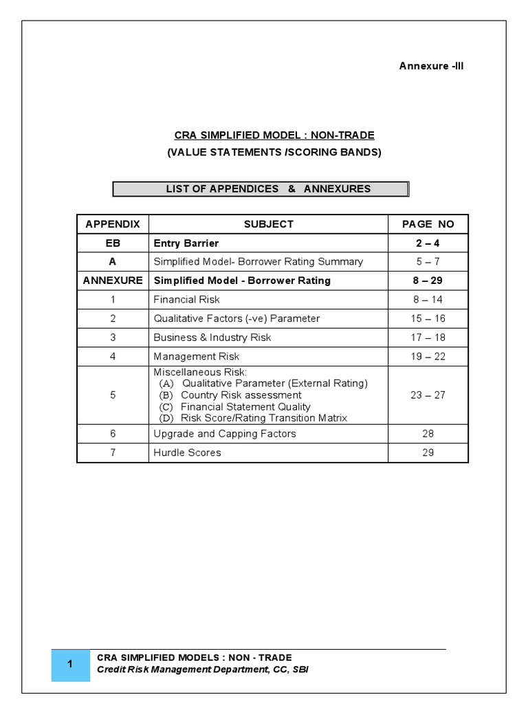 Annexure III CRA SIMPLIFIED - NonTrade | PDF | Loans | Cheque