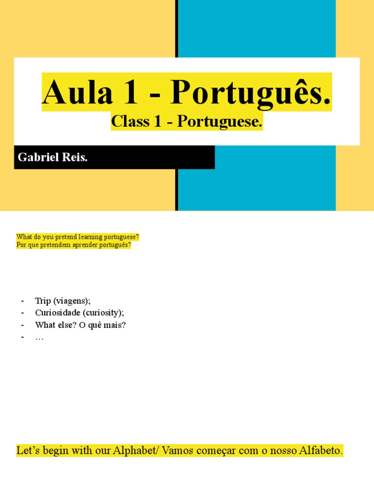 Aula 1 - Português para Estrangeiros. | PDF