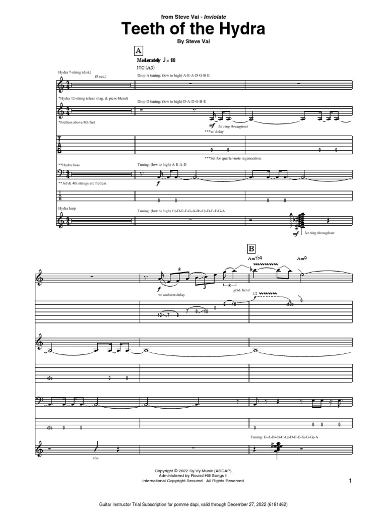 Steve Vai - Teeth of The Hydra | PDF | Chordophones | String Instruments