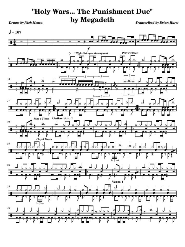 Holy Wars... The Punishment Due Megadeth Drums | PDF | Heavy Metal Music
