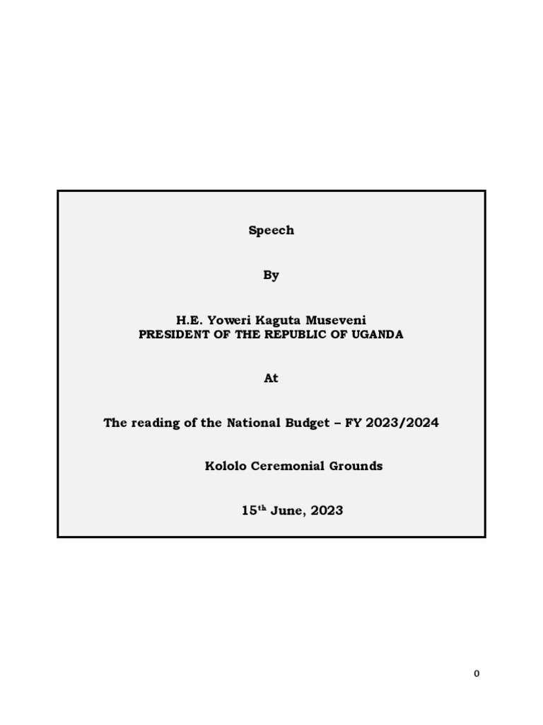 President Museveni's 2023/24 Budget Speech | PDF | Farms | Economies