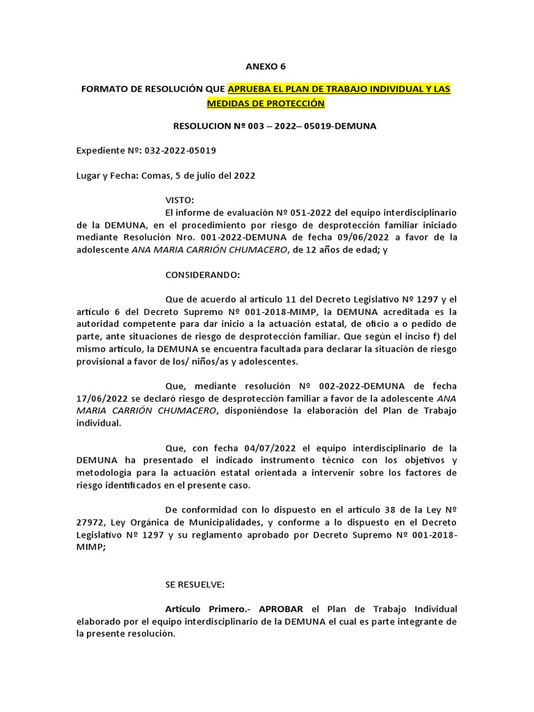 Formato de Resolucion Que Aprueba El PTI y Las MP | PDF | Adolescencia | Ciencias del comportamiento