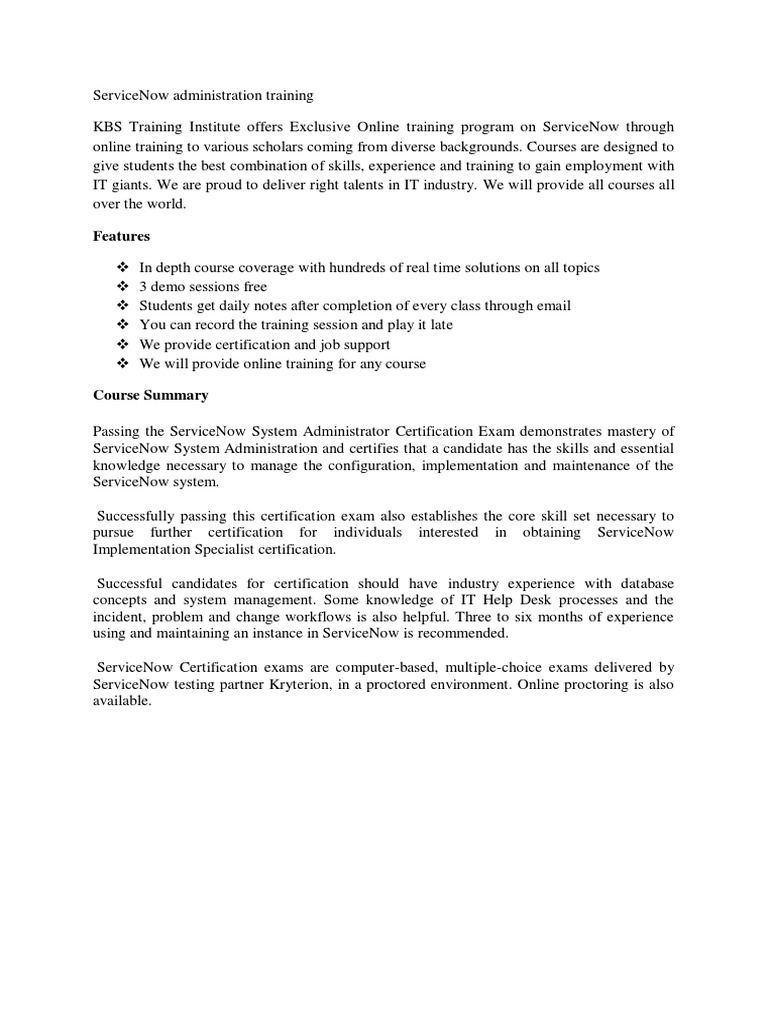ServiceNow Administration Training | PDF
