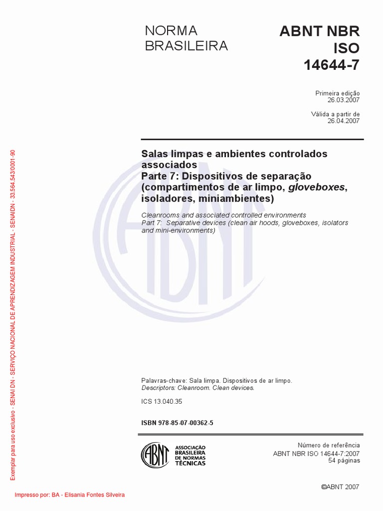 Abnt Iso 14644-7 | PDF