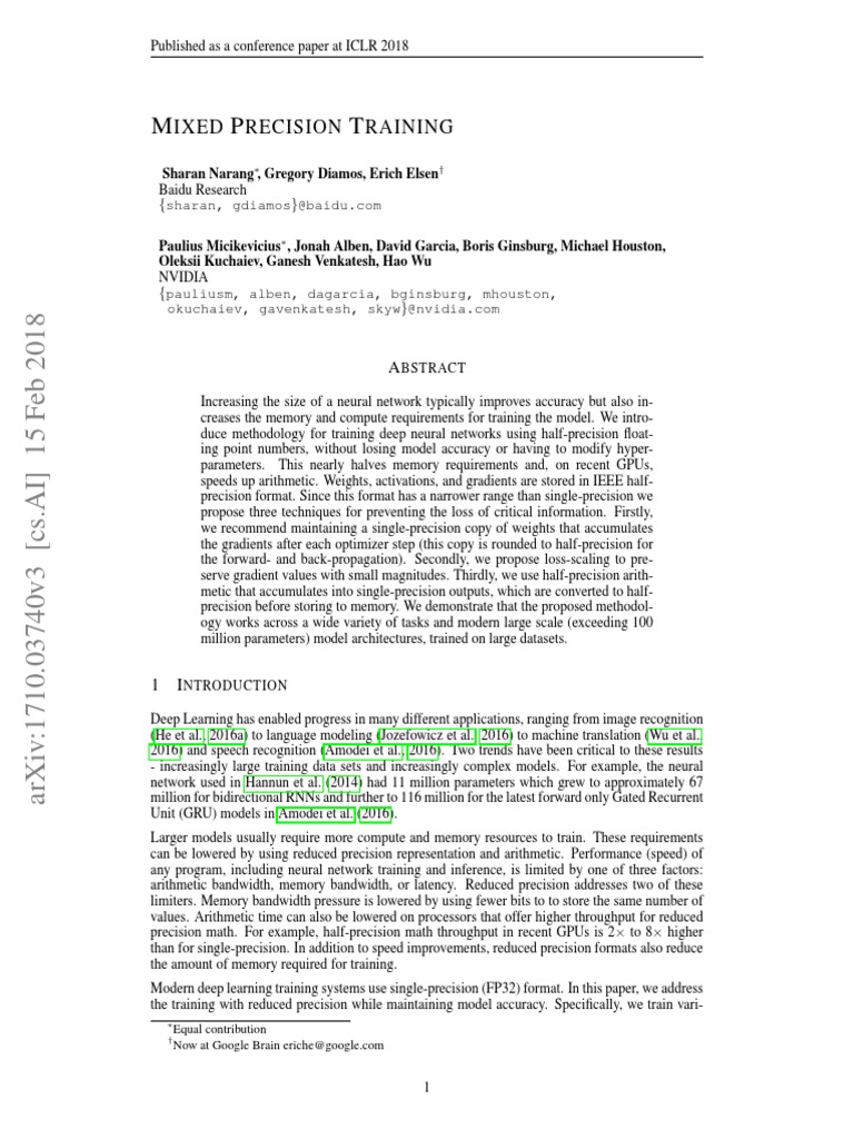 Mixed Precision Training | Download Free PDF | Deep Learning | Speech Recognition