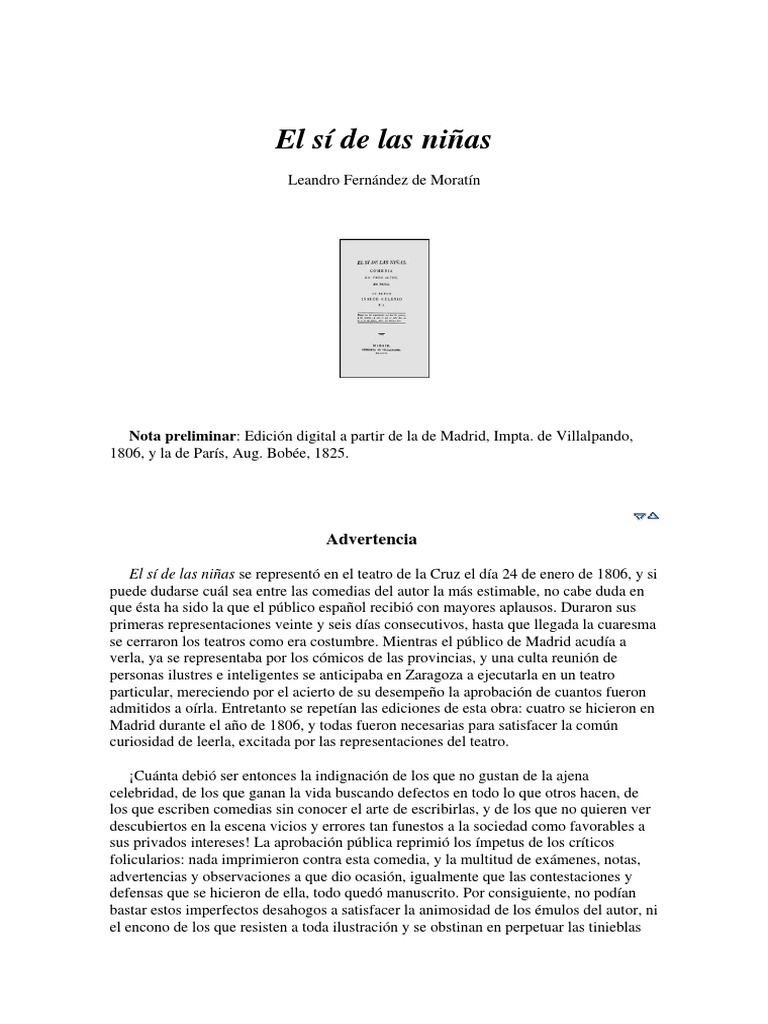 El Si de Las Ninas - Moratin | PDF | Clásicos