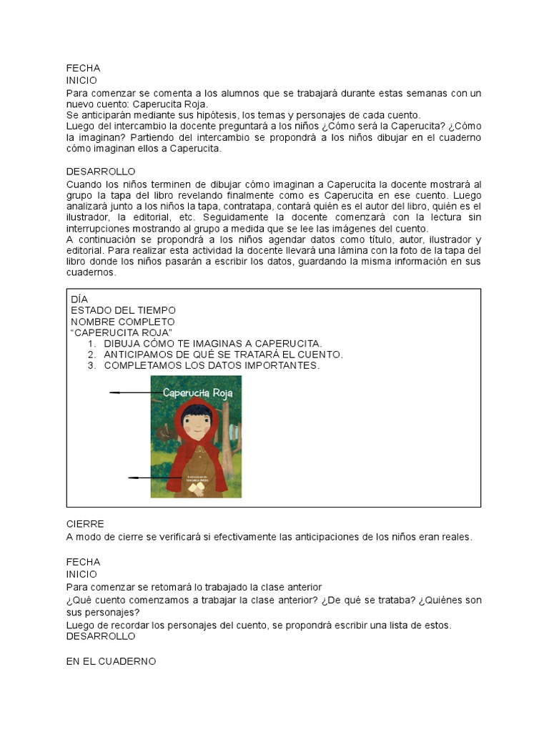 Actividades sobre Caperucita Roja | PDF | Estudios de idiomas extranjeros
