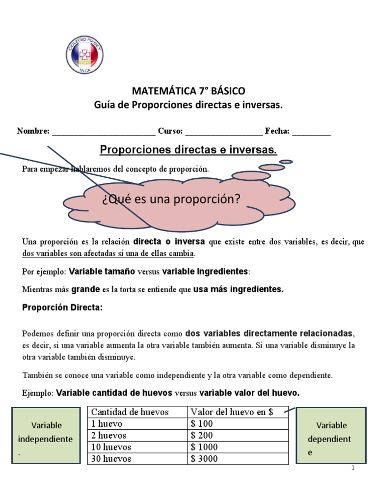 Guía Proporciones Pdf Matemática Elemental Matemáticas