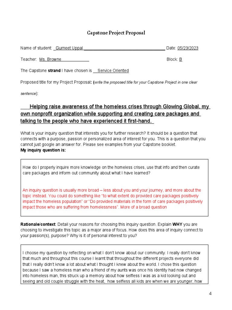 capstone project proposal final student fillable 1 | PDF