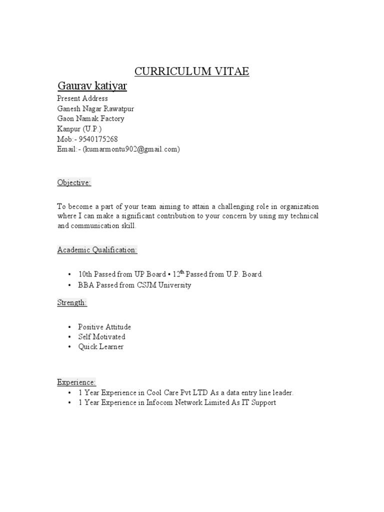 Gaurav CV New | PDF | Career & Growth