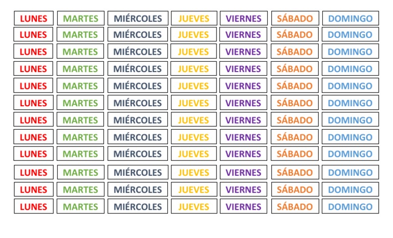 Dias Semana Colores Grandes | PDF