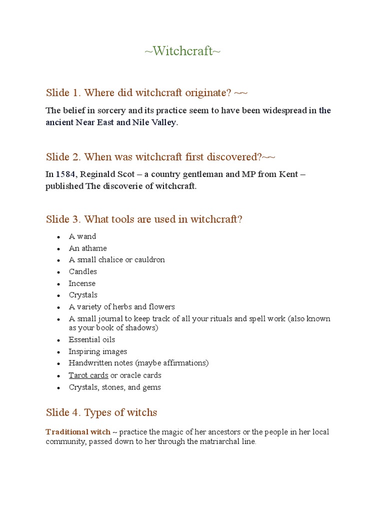 Witchcraft For Presentation | PDF | Witchcraft | Supernatural