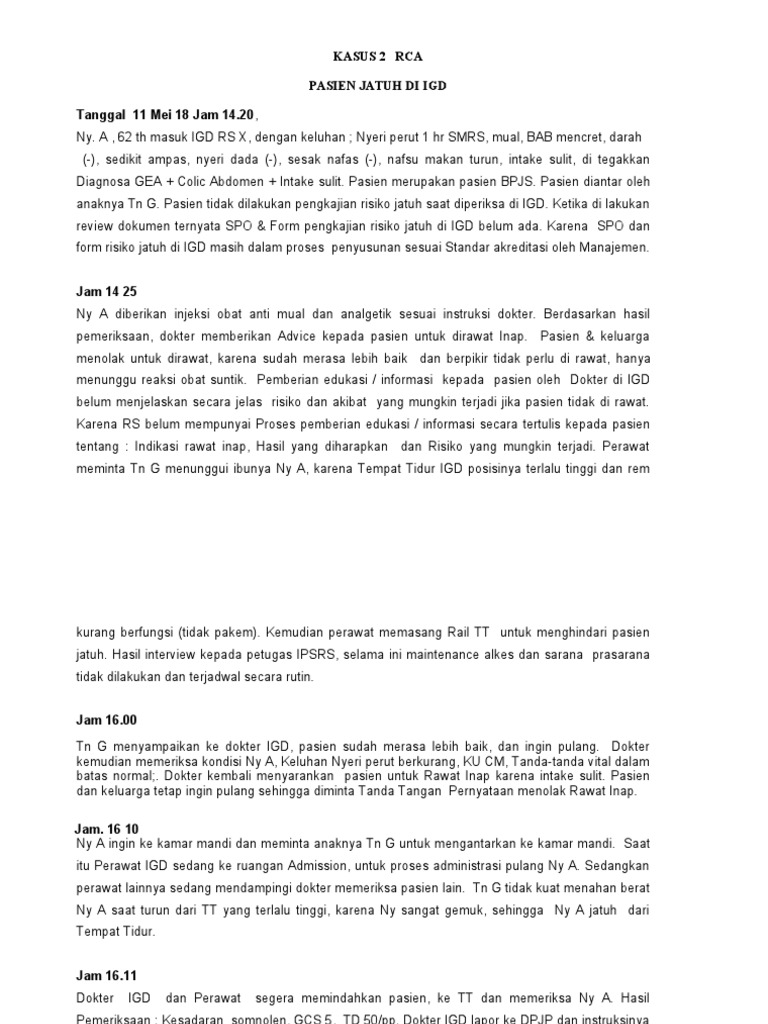 4b2. Soal Kasus RCA Pasien Jatuh Di IGD RS | PDF