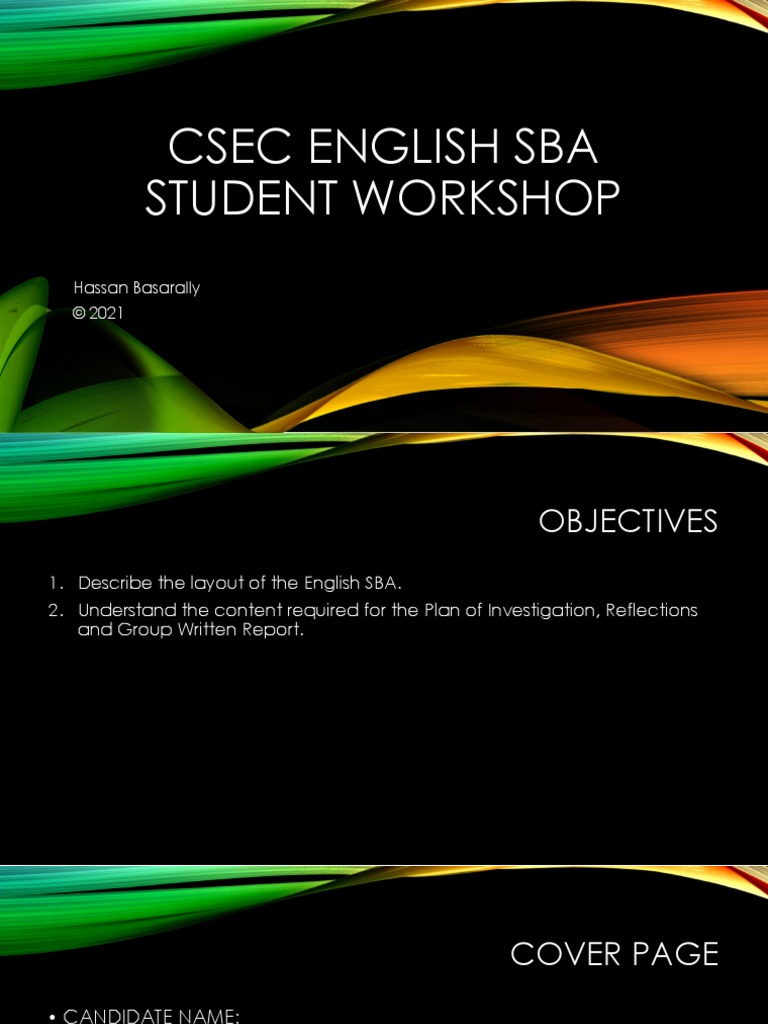 CSEC English SBA Student Workshop | PDF | Career & Growth