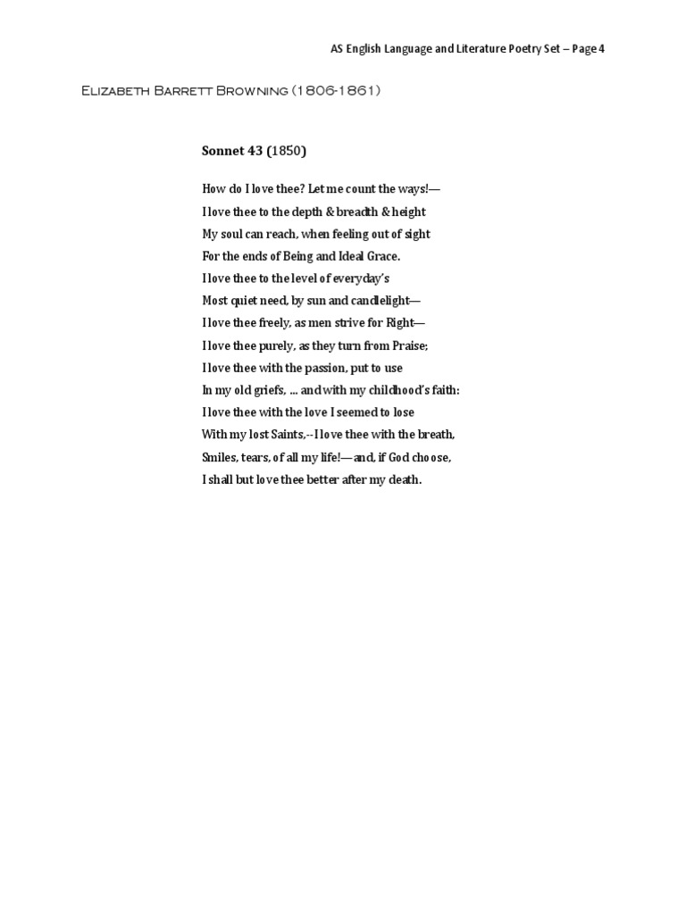 Sonnet 43: How Do I Love Thee? | PDF