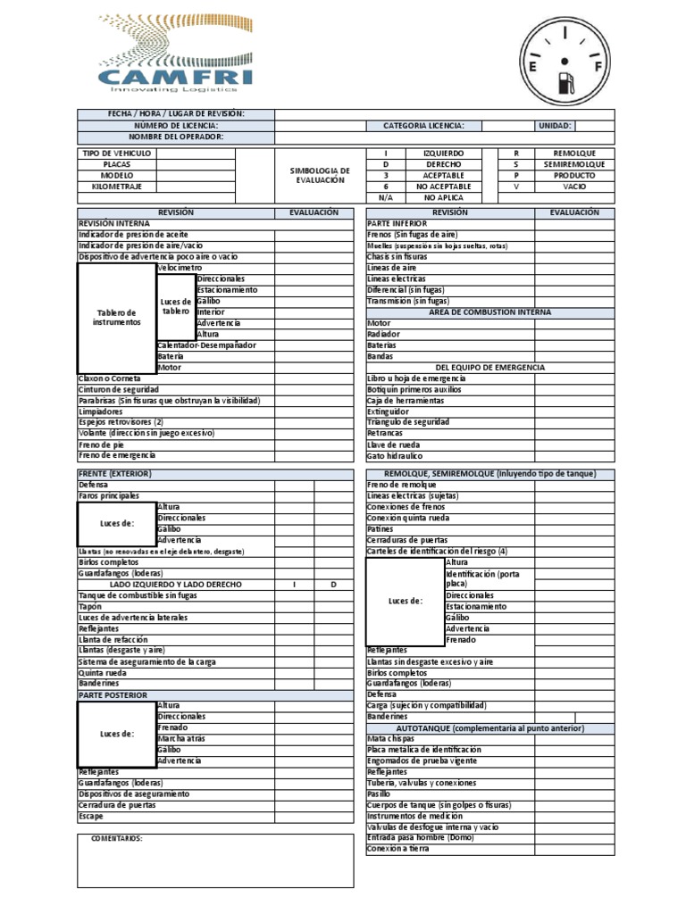 Checklist-para-tractocamion | PDF | Remolque (Vehículo) | Vehículos