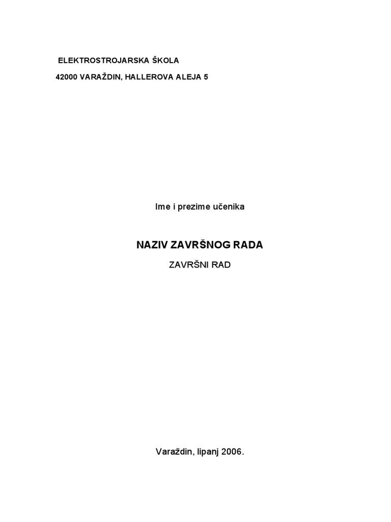 Upute Za Zavr Rad | PDF