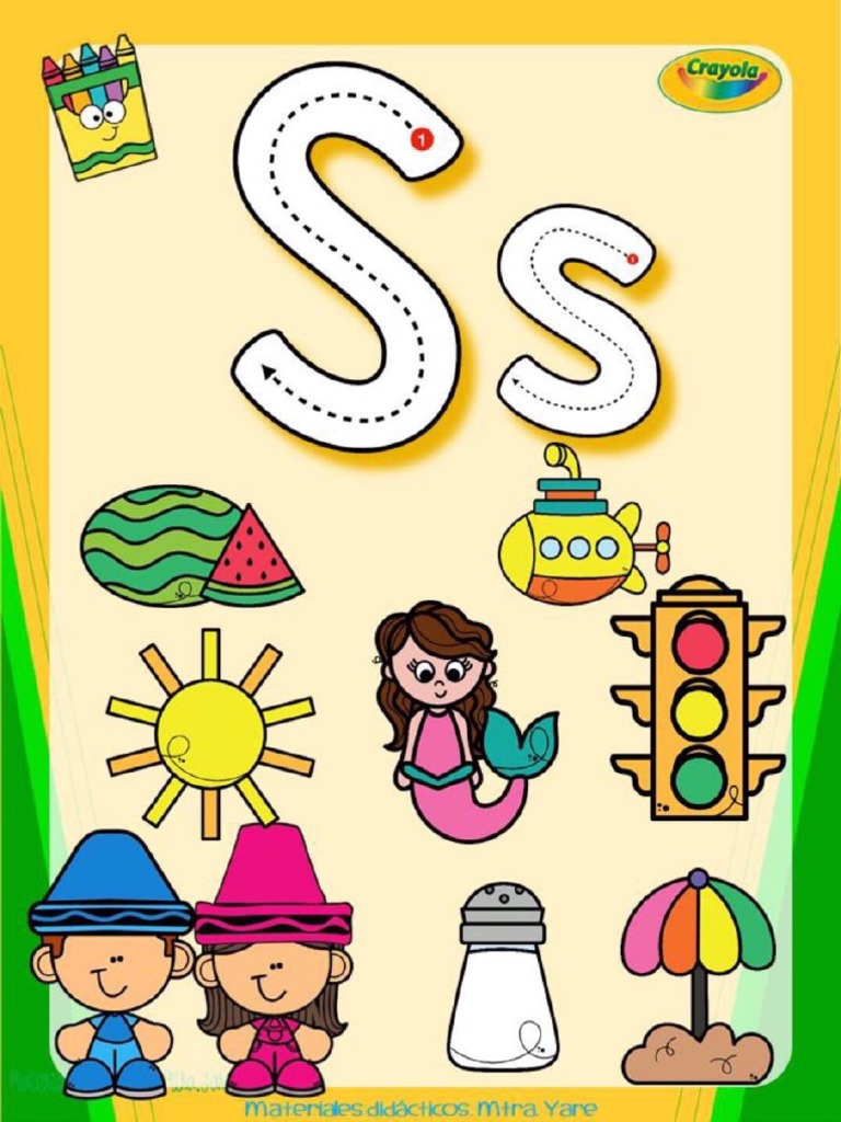 Fichas a color grafomotricidad letra S - Educaenvivo.com | PDF