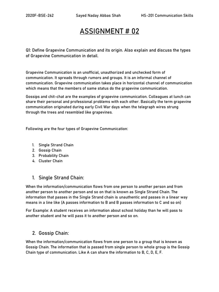 Grapevine Communication Explained | PDF | Communication | Rumor