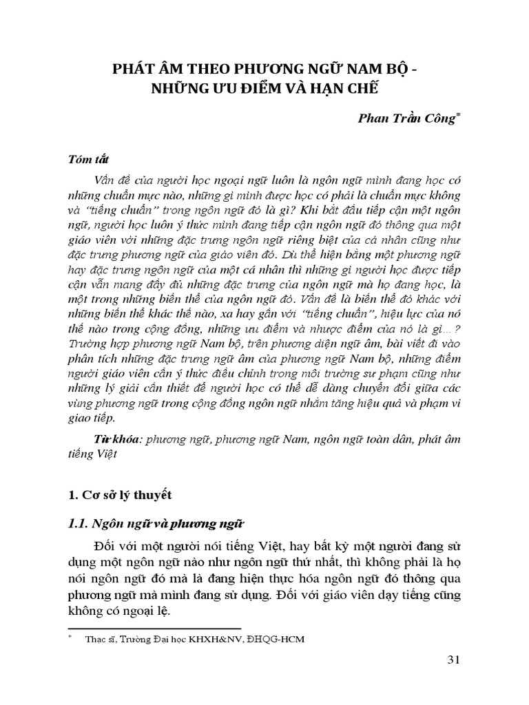 Phat Am Theo Phuong Ngu Nam Bo - PHAN TRAN CONG - TR31 46 | PDF Phat Am Theo Phuong Ngu Nam Bo - PHAN TRAN CONG - TR31 46 | PDF