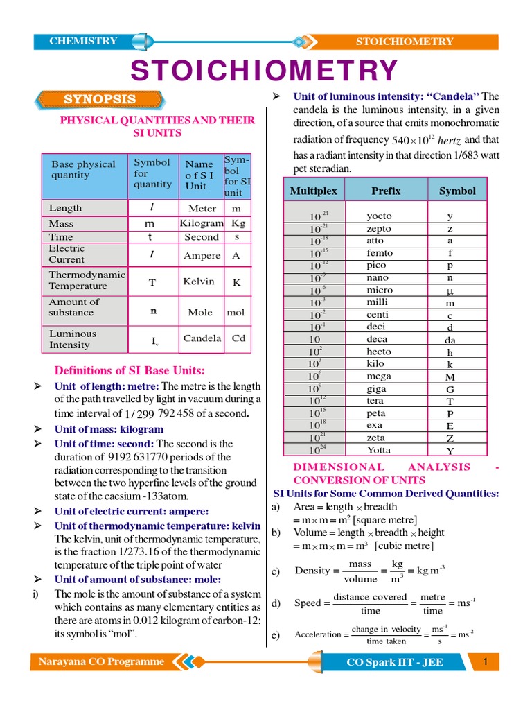 9th Chemistry Stoichiometry (1-43) | PDF | Mole (Unit) | Significant Figures
