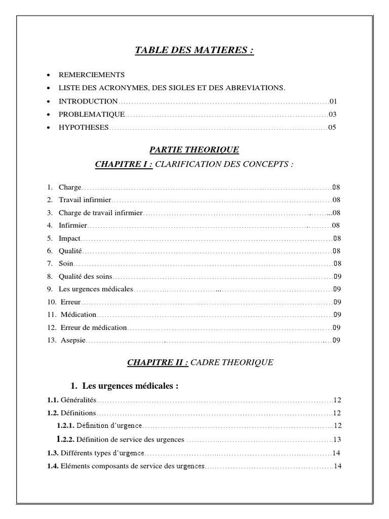 Table Des Matieres:: Partie Theorique Chapitre I: Clarification Des Concepts | PDF