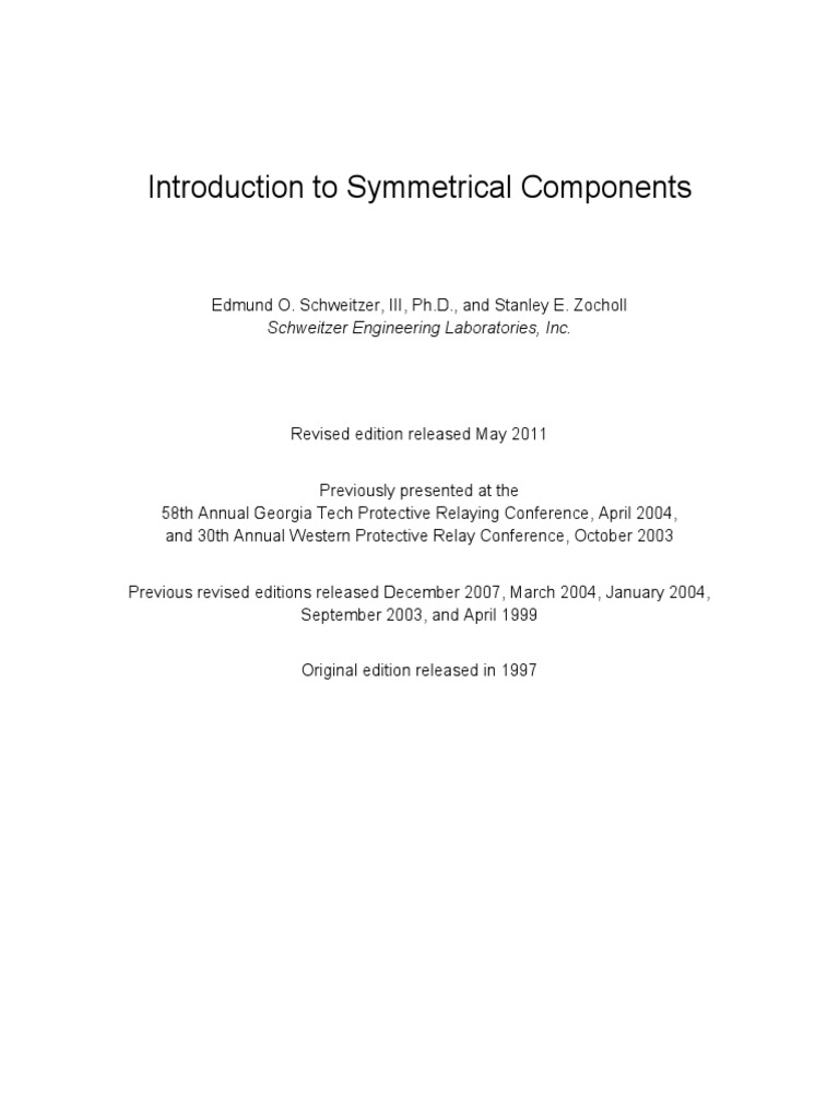 Introduction To Symmetrical Components 1681383835 | PDF