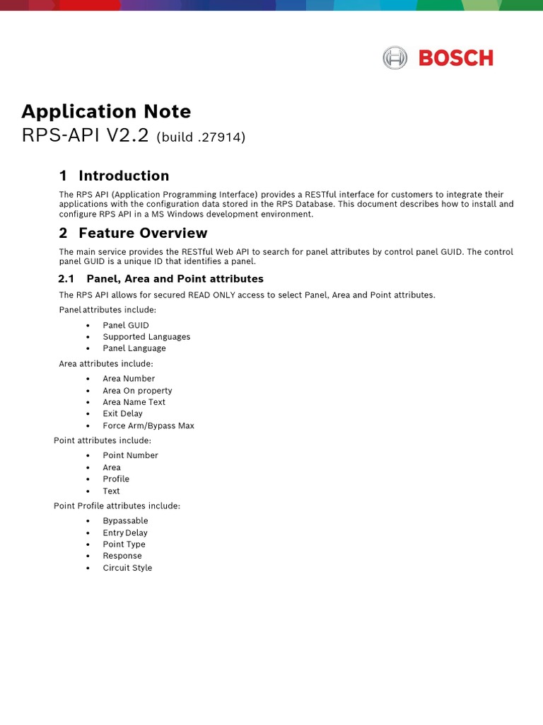 Bosch RPS API Installation Guide 2.2.27914 | PDF | Business ...